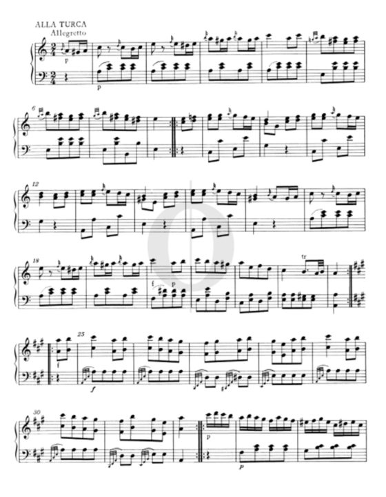 Rondo alla Turca von Mozart: Klaviernoten (PDF) - E-Piano Test