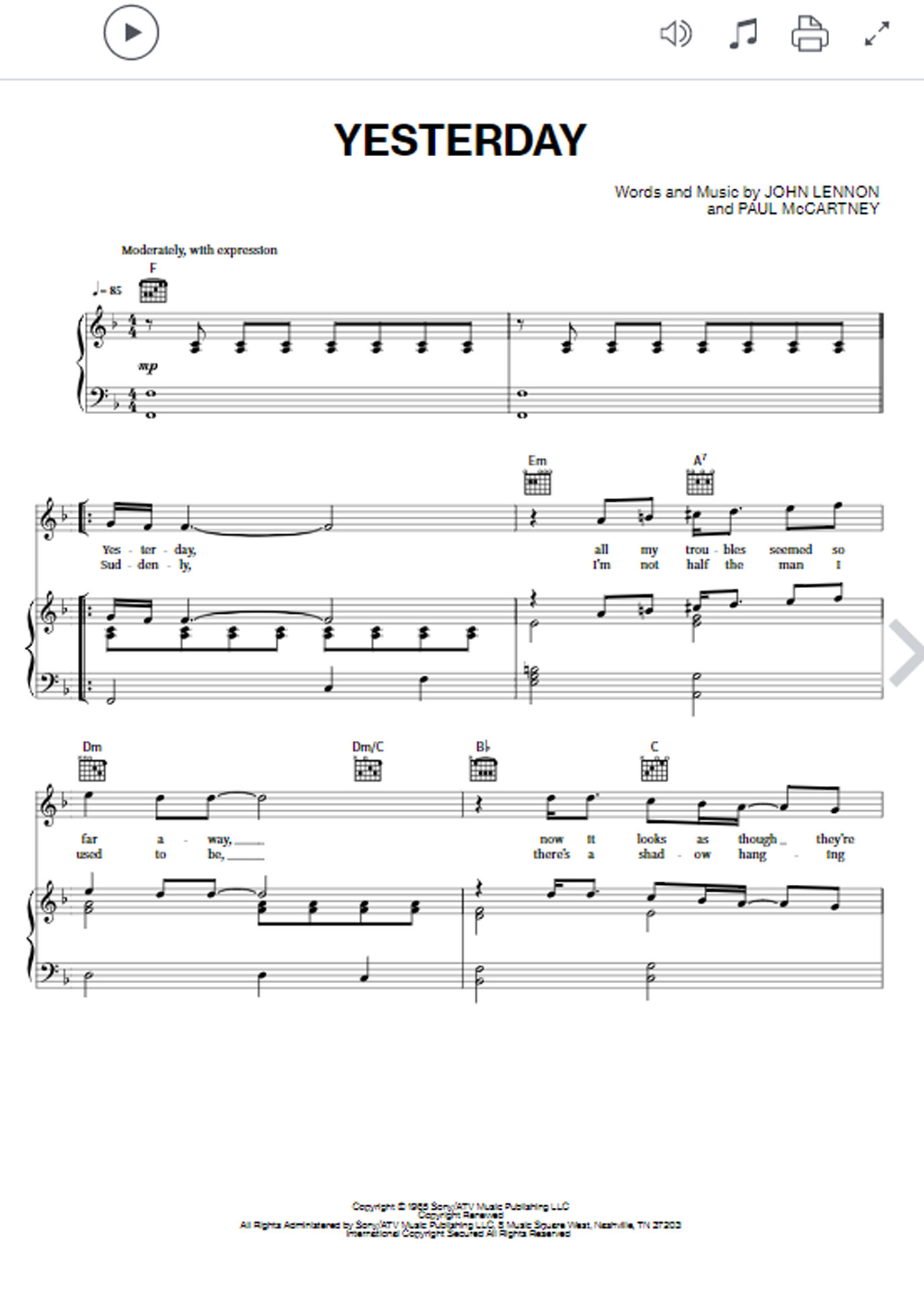 Yesterday - The Beatles: Einfache Noten für Klavier (PDF) Yesterday - The Beatles: Einfache Noten für Klavier (PDF)