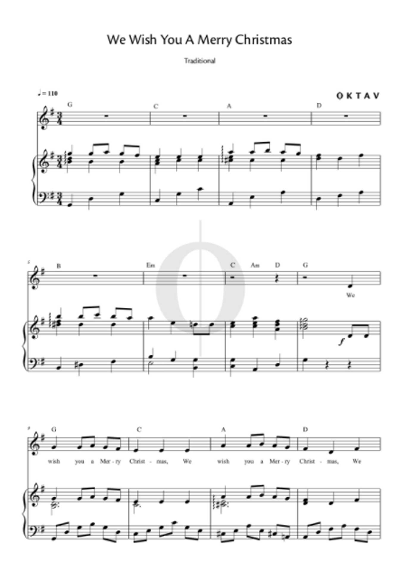We Wish You A Merry Christmas - Einfache Noten für Klavier (PDF)