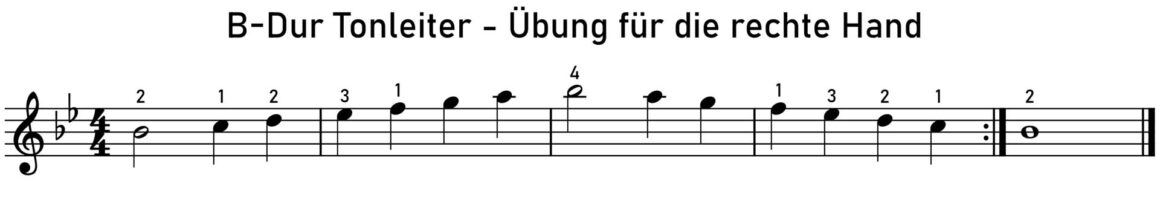 B-Dur Tonleiter auf dem Klavier spielen – Noten und Übungen - E-Piano Test